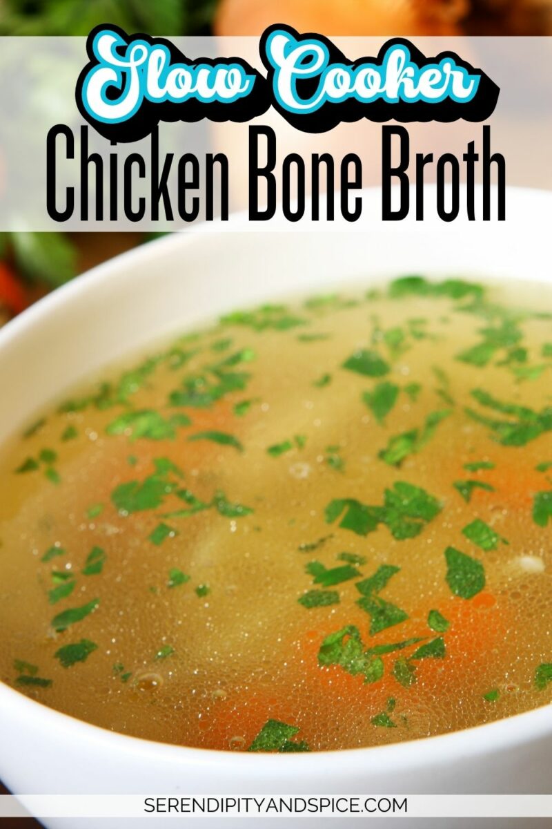 Slow Cooker Chicken Bone Broth Recipe - Serendipity And Spice